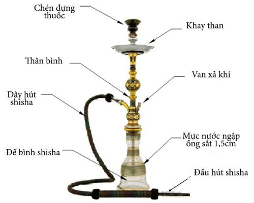 Cấu tạo bình shisha - Các bộ phận tạo nên bình shisha